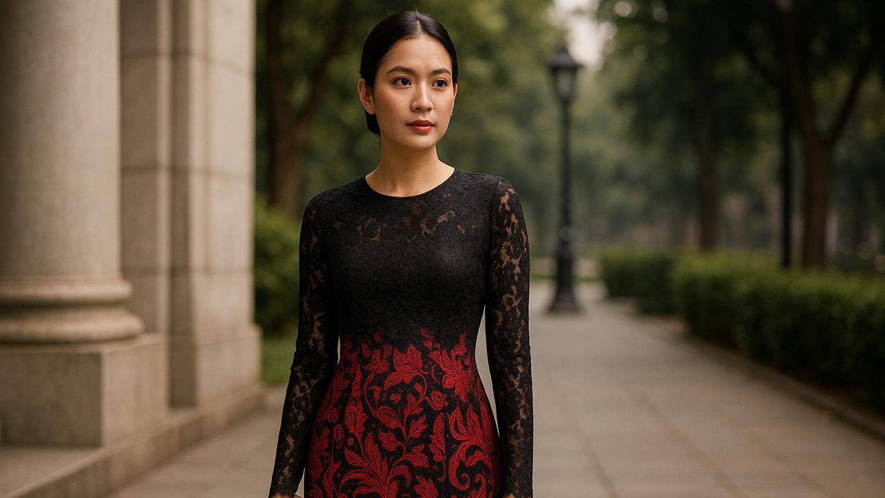 7 Model Dress Batik Brokat Warna Merah dan Hitam, Elegan Cocok untuk ...