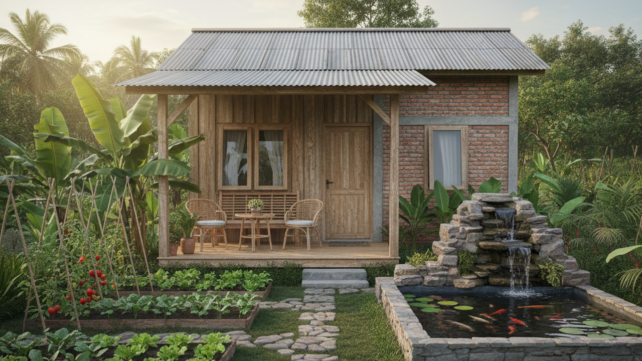 7 Model Rumah Mungil dengan Kebun, Teras dan Kolam Ikan Mini, Sederhana ...