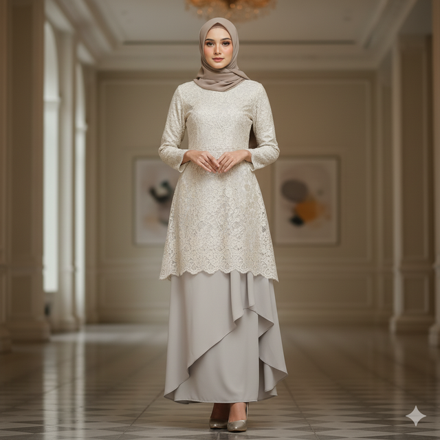7 Model Gamis Terbaru Atas Brokat Bawah Polos 2025, Tampil Anggun dan ...