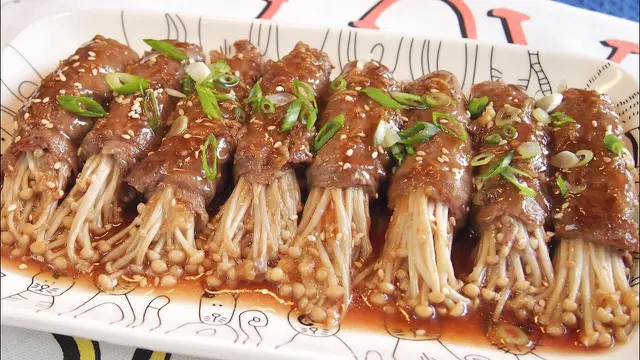 Cara Membuat Beef Enoki Roll Panggang Teflon Pakai Daging Kurban