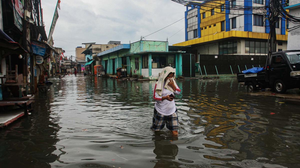 Banjir Rob Kembali Rendam Kawasan Muara Baru Jakarta Utara - Foto Liputan6.com