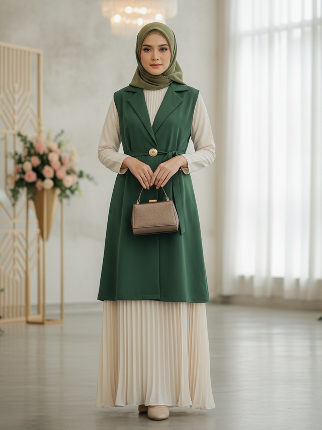 7 Model Gamis Terbaru Kombinasi Rompi, Tampil Modis dan Elegan untuk ...