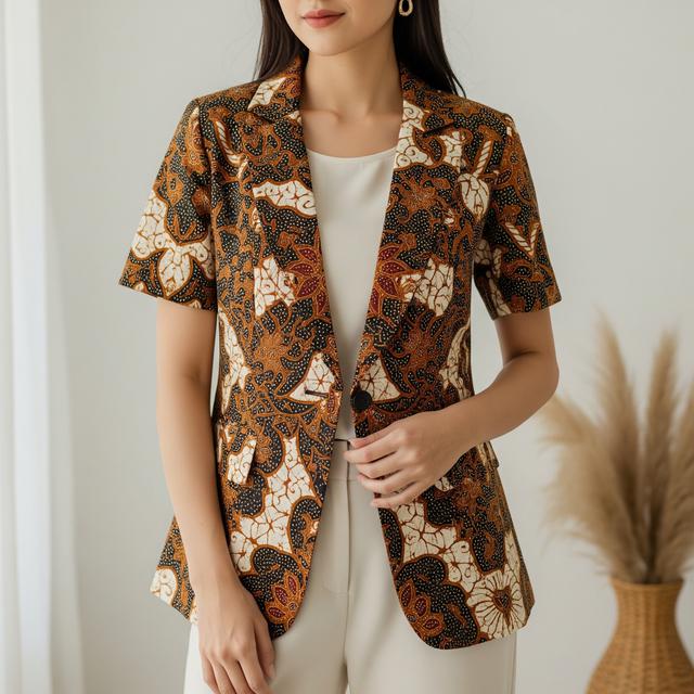 9 Model Blazer Batik Kekinian, Stylish Dari Crop hingga Long Outer