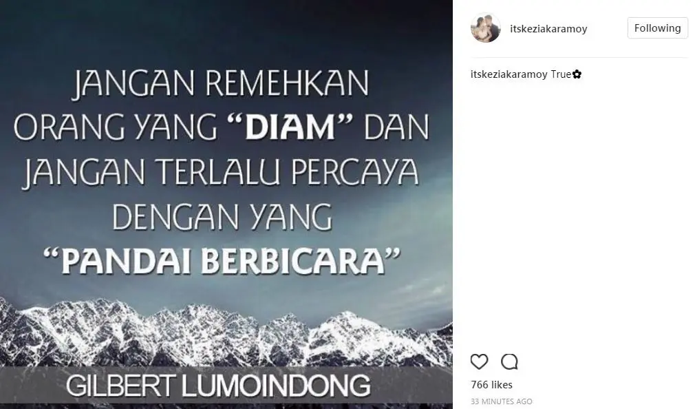 Tulis Kalimat Bijak, Kezia Karamoy Bela Diri dari Cibiran Haters? - ShowBiz Liputan6.com