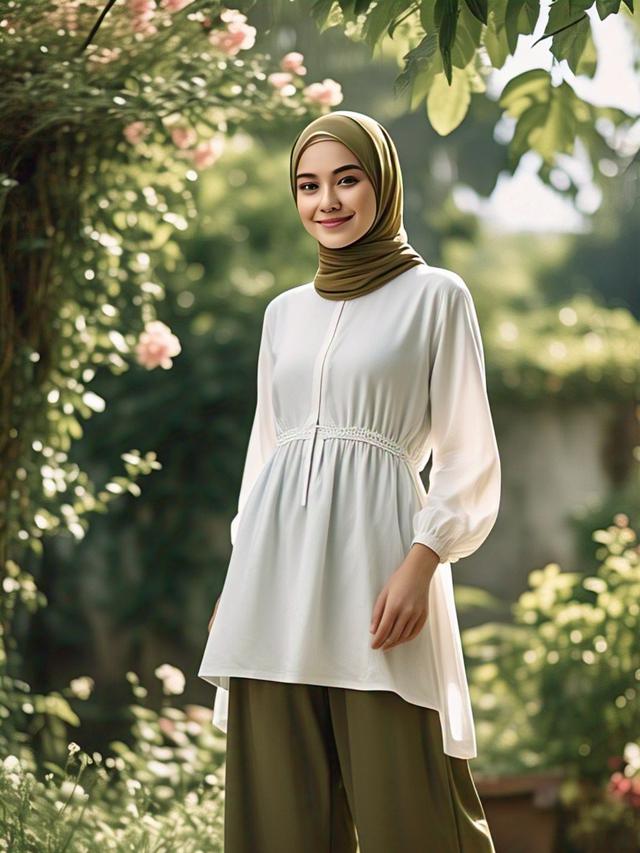 7 Ide Padu Padan Baju Putih Hijab dengan Celana dan Rok yang Tren di 2025
