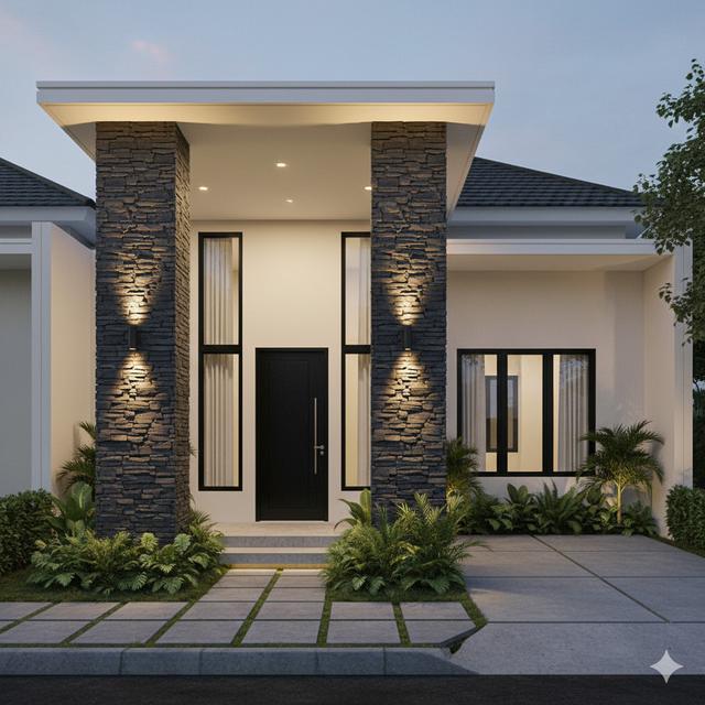 7 Gambar Rumah Minimalis dengan Pilar Batu Alam, Sentuhan Elegan untuk ...