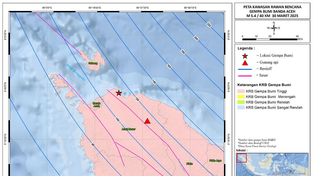 Ada Aktivitas di Segmen Seulimeum Sesar Sumatera, Pemicu Gempa M5,4 di ...