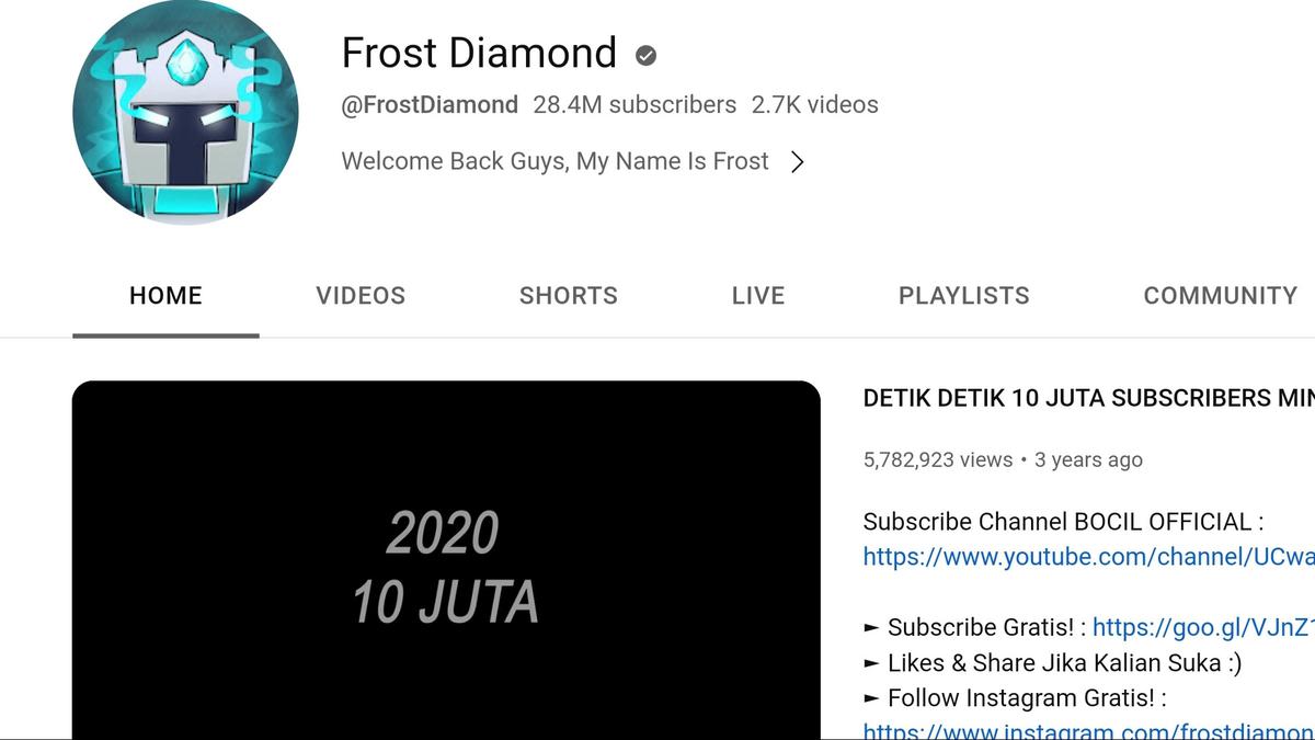 7 Youtuber dengan Penghasilan Tertinggi 2023, Frost Diamond Tempati Peringkat Pertama - Regional ...