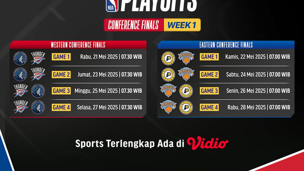 Nonton NBA Playoffs Conference Finals: Timberwolves vs Thunder 2025 di Vidio - Ragam Bola.com