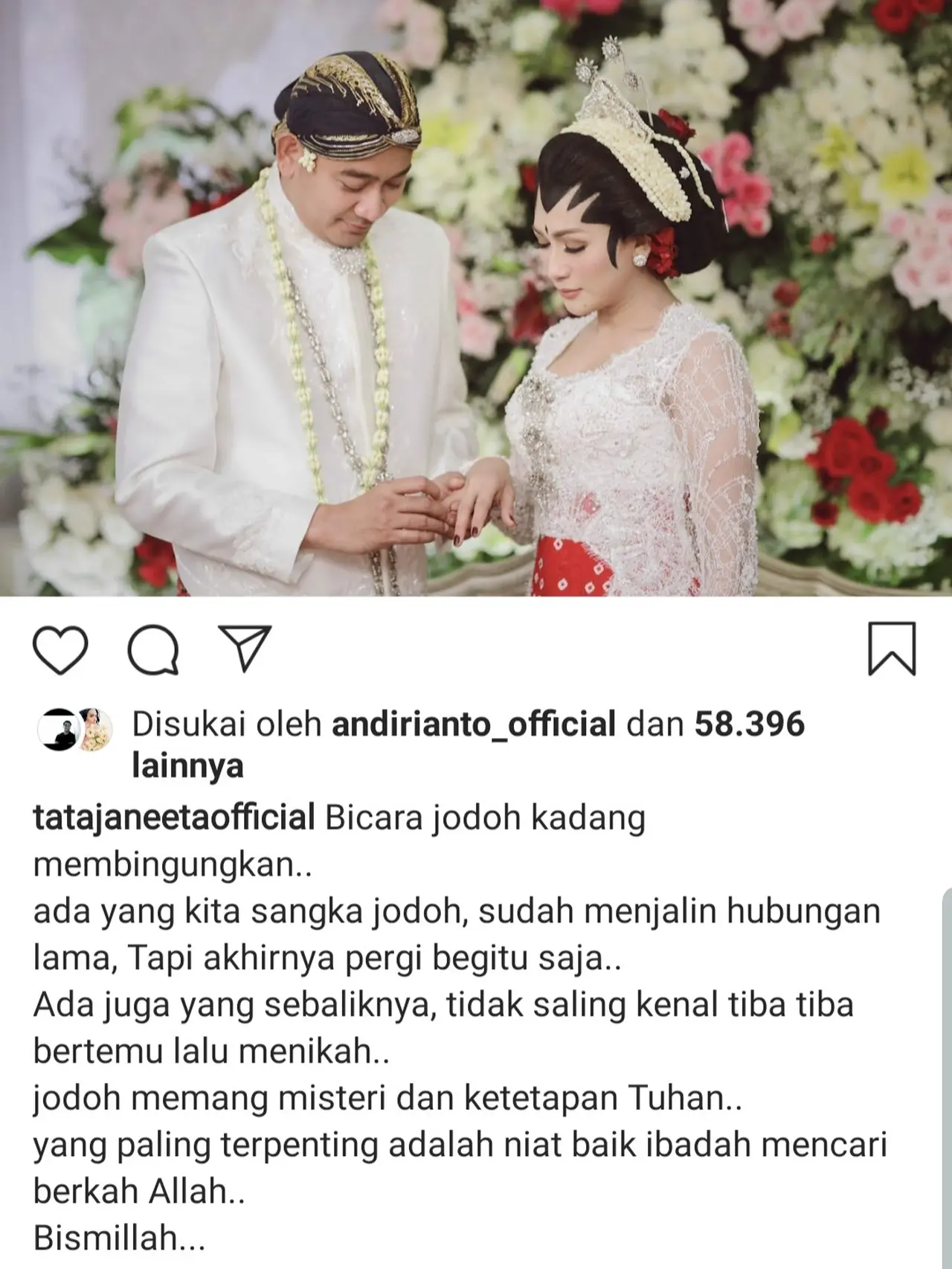 Akhirnya Tata Janeeta Pamer Wajah Suami Baru, Warganet: Selamat untuk Mas Broto - ShowBiz ...