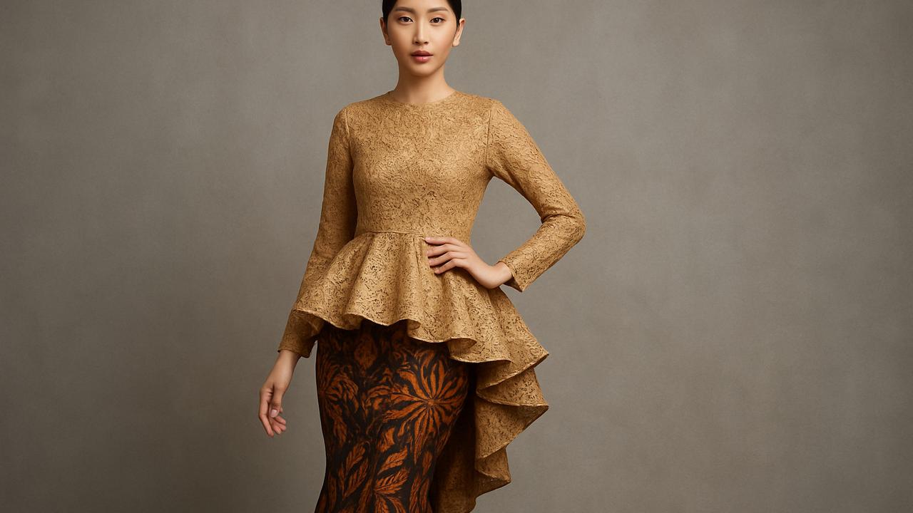 7 Model Dress Batik Peplum Kombinasi Brokat, Bikin Siluet Tubuh Lebih ...