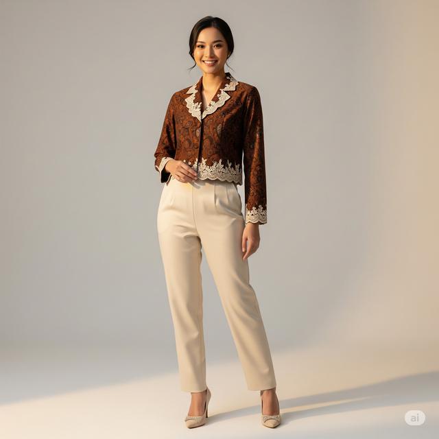 8 Model Crop Blazer Batik Kombinasi Renda, Perpaduan Tradisi dan Gaya ...