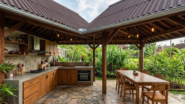 8 Model Dapur Terbuka dengan Atap Miring Anti Bocor, Solusi Nyaman ...