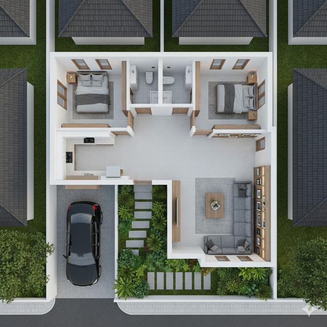 10 Denah Rumah Tipe 45 dengan Ruang Keluarga Luas, Nyaman dan Fungsional