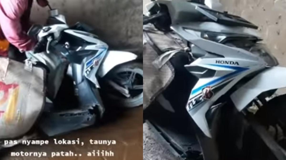 Kerja Keras Bagai Kuda, Motor Kurir Ini Terbelah Menjadi Dua Bagian ...