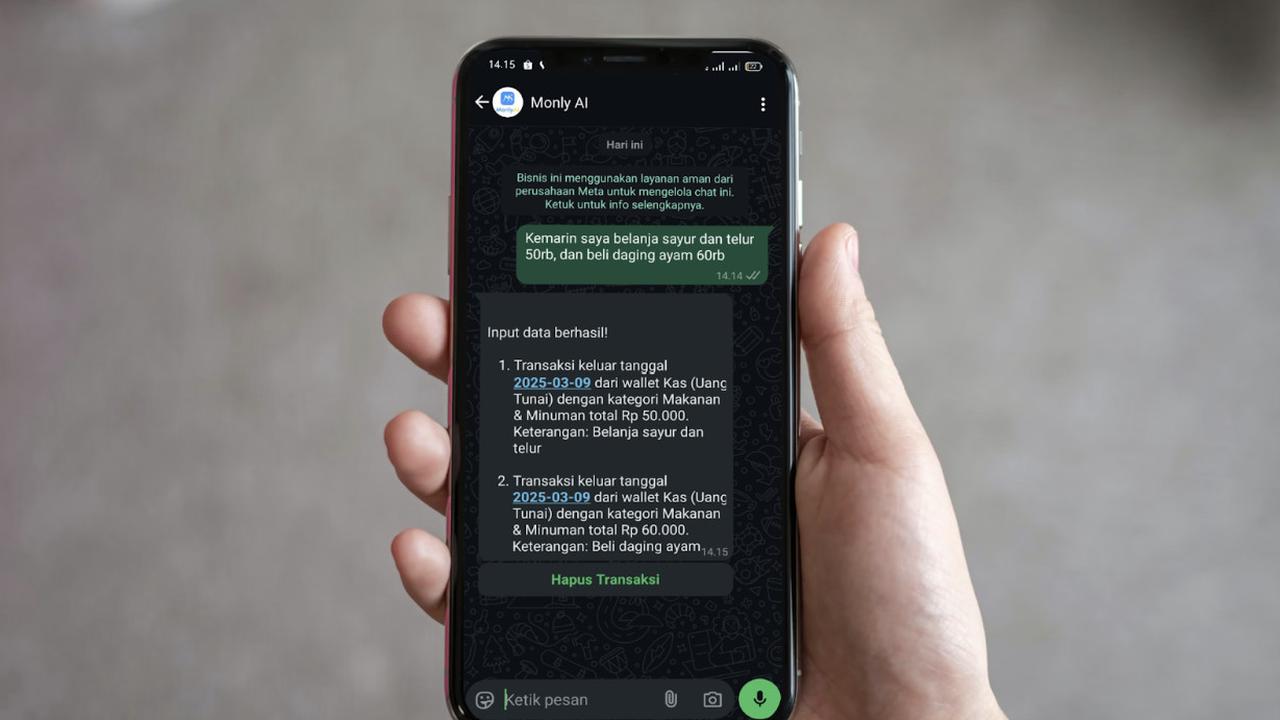 Solusi AI Permudah Pencatatan Keuangan, Bisa Langsung Lewat Chat WhatsApp