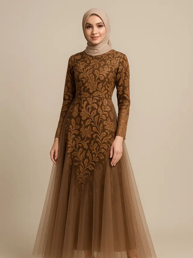 7 Model Gamis Batik Kombinasi Tulle Transparan, Modern dan Feminin ...