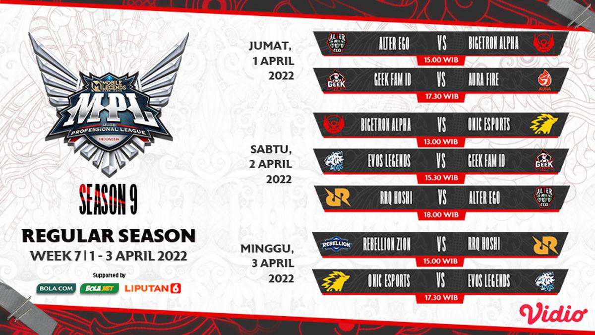 Jadwal dan Live Streaming MPL Indonesia Season 9 Pekan Ketujuh di Vidio, Gratis! - E-sports Bola.com