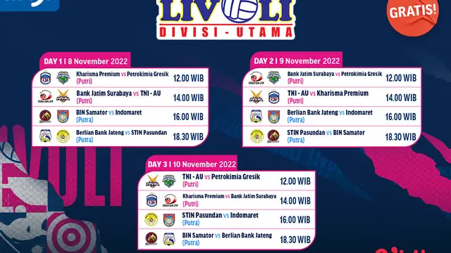 Jadwal dan Live Streaming Livoli Divisi Utama Pekan Ini di Vidio, 8-10 November 2022 - Ragam ...