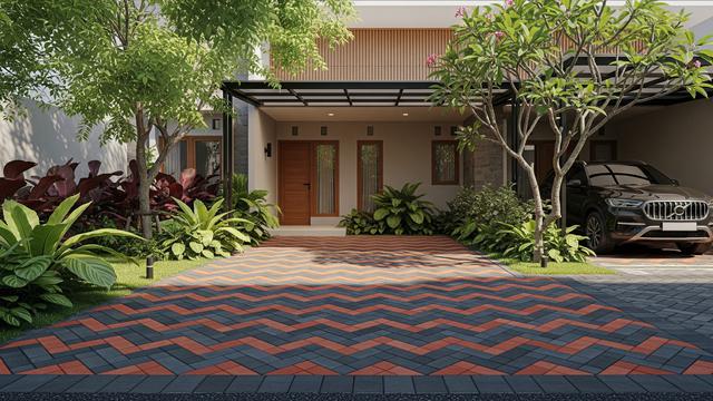 10 Pola Paving Block Estetik untuk Carport Rumah, Material Kuat dan ...