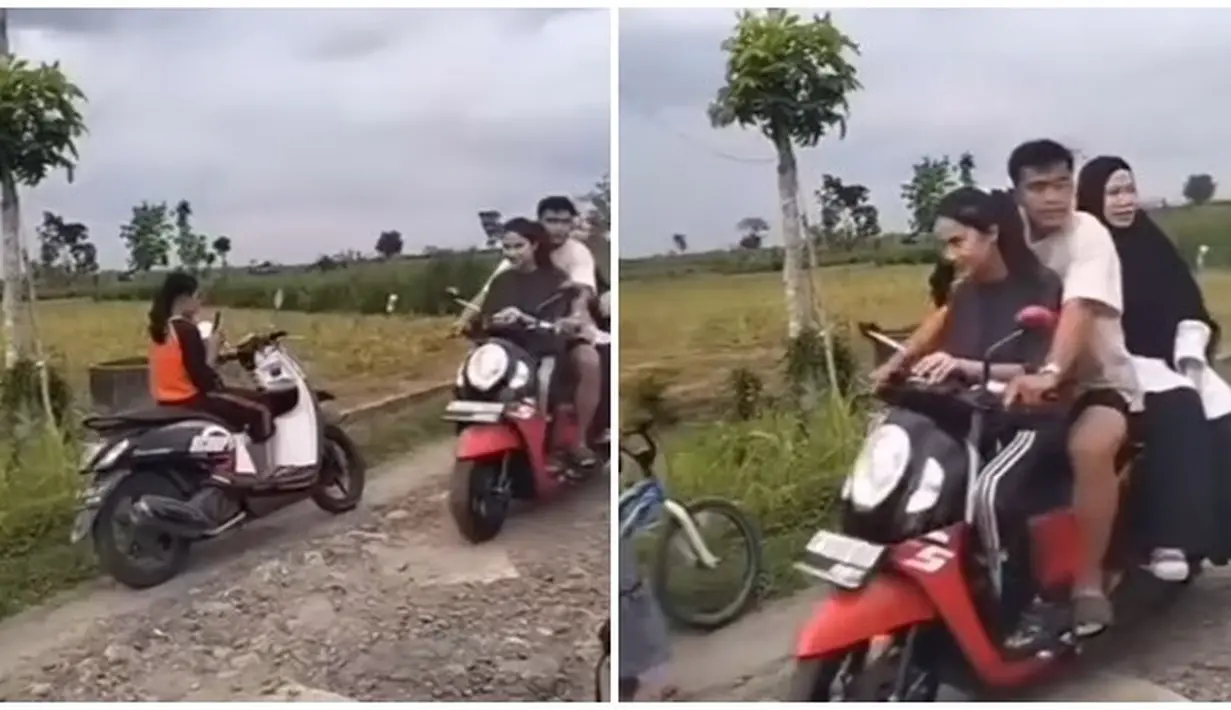 Potret Azizah Salsha Dibonceng Arhan ketika di Blora, Pertama Kali Naik Motor - Foto Liputan6.com