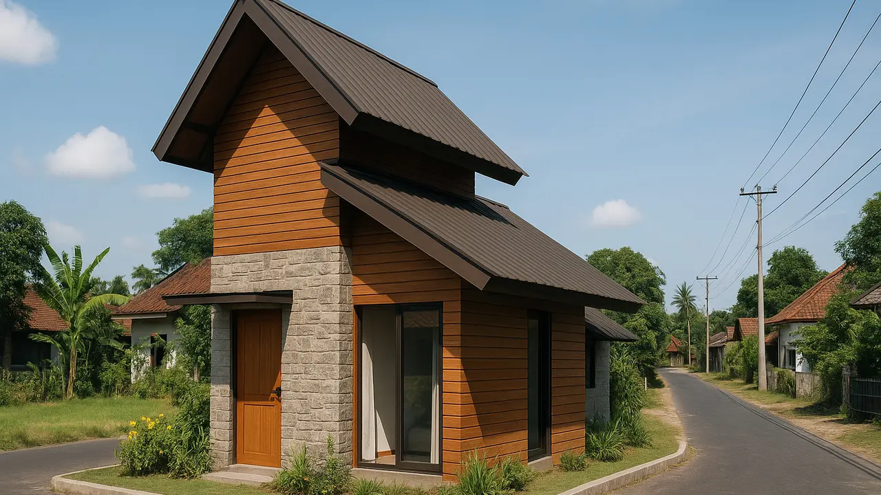 10 Desain Rumah Tipe 21 dengan Atap Susun, Ide Hunian Nyaman di 2025