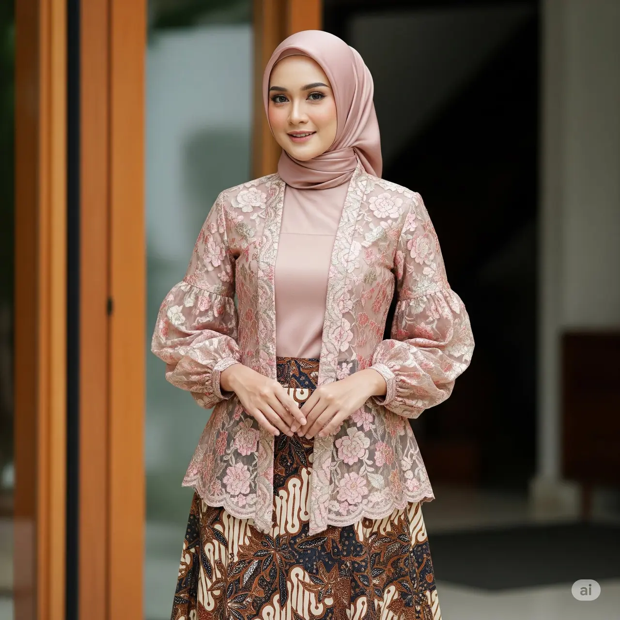 10 Batik Kombinasi Brokat Lengan Balon Elegan Terbaru 2025, Tampil ...
