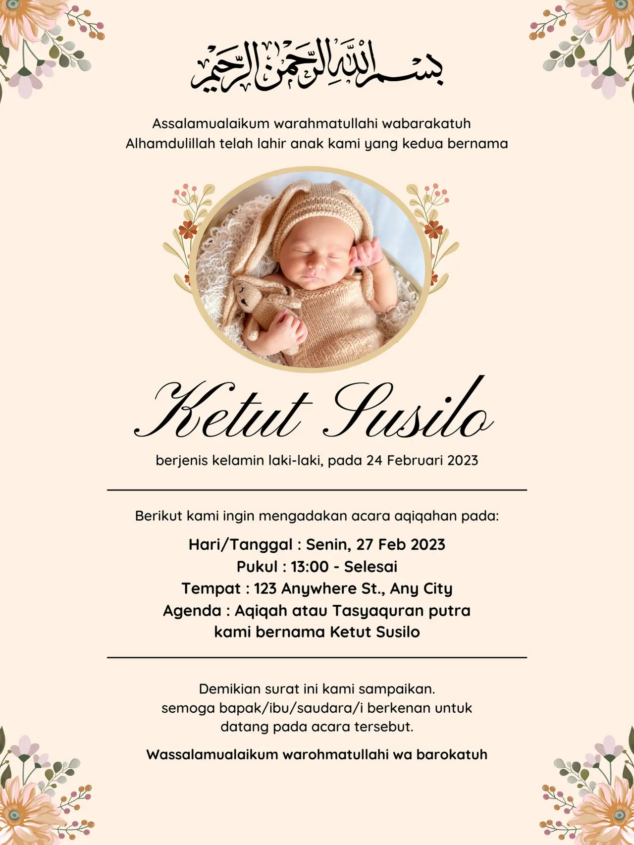 Contoh Undangan Aqiqah Unik dan Menarik, Pahami Karakter Desain dan ...