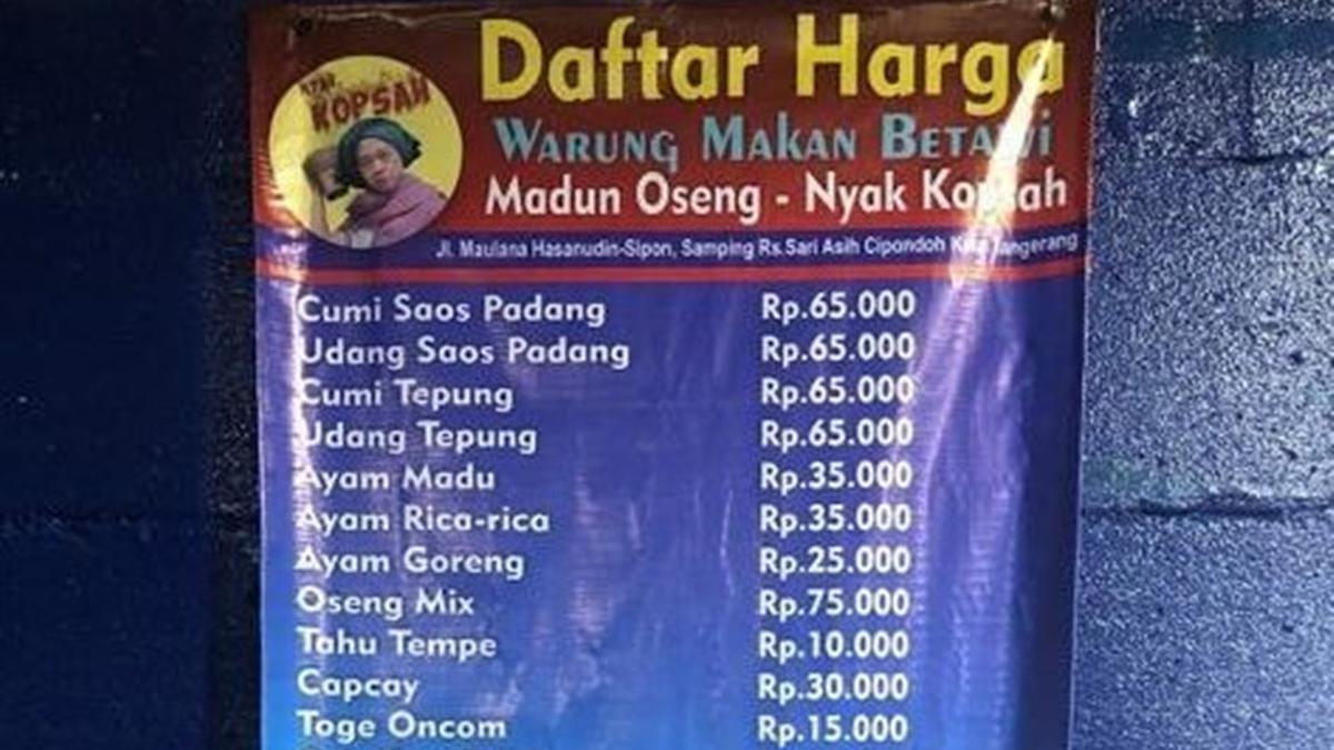 Beredar Harga Menu Warung Nyak Kopsah yang Pemiliknya Ngamuk Usai Diulas Buruk Food Vlogger ...