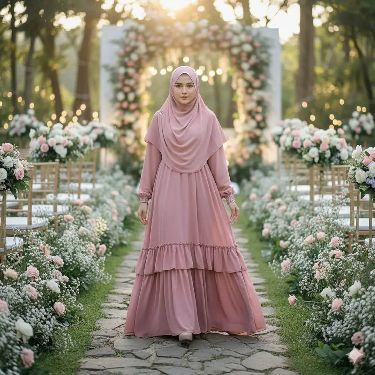 9 Gamis Set Hijab Syar'i Terbaru 2025, Outfit Simple Elegan untuk ...