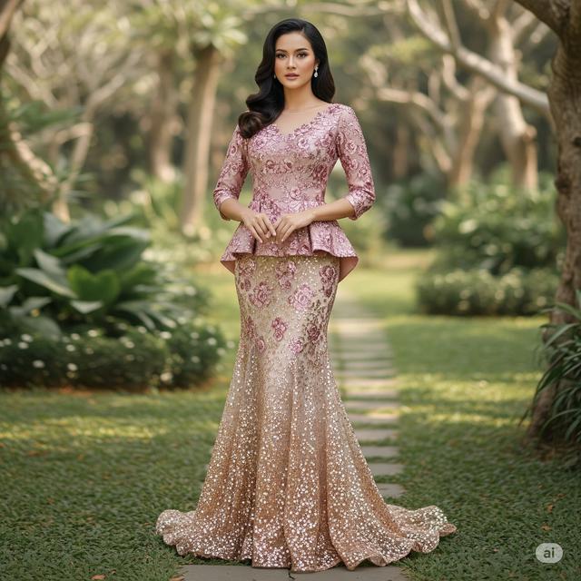 10 Rekomendasi Dress Brokat Mermaid Cut Payet Mewah 2025, Siluet ...