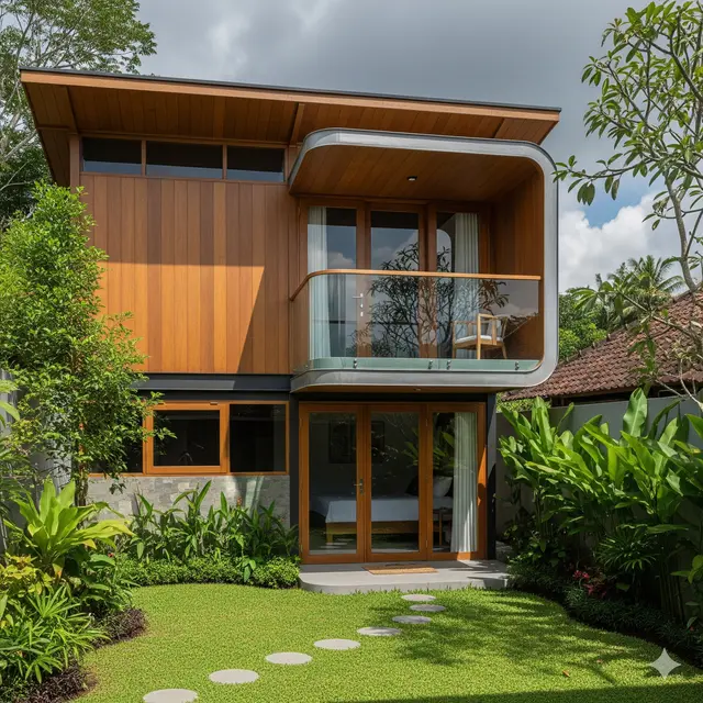 7 Inspirasi Rumah Kayu Minimalis Modern dengan Balkon Kaca yang Menawan ...