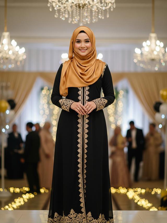 11 Model Dress Panjang Elegan Kombinasi Pashmina Muslimah Terbaru 2025