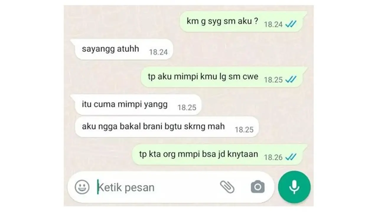 10 Chat Lucu Orang dengan Pacarnya Bikin Gagal Romantis - Hot Liputan6.com