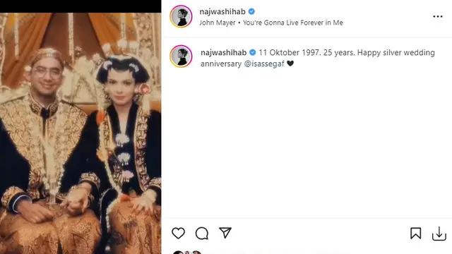 Najwa Shihab Perlihatkan Momen Pernikahan 25 Tahun Lalu, Wajahnya Jadi Sorotan - ShowBiz ...