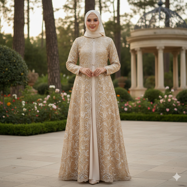 8 Model Gamis Abaya Brokat yang Elegan, Modern dan Cocok untuk Acara ...