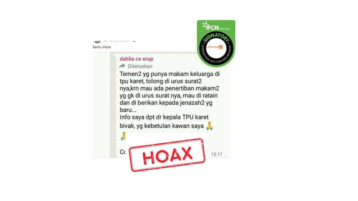 Cek Fakta: Tidak Benar Pesan Berantai Sebut Ada Penertiban Makam di TPU ...