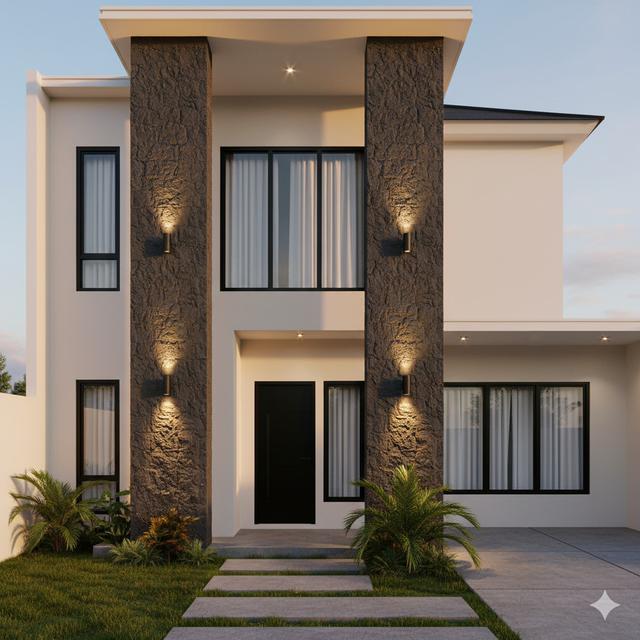 7 Gambar Rumah Minimalis dengan Pilar Batu Alam, Sentuhan Elegan untuk ...