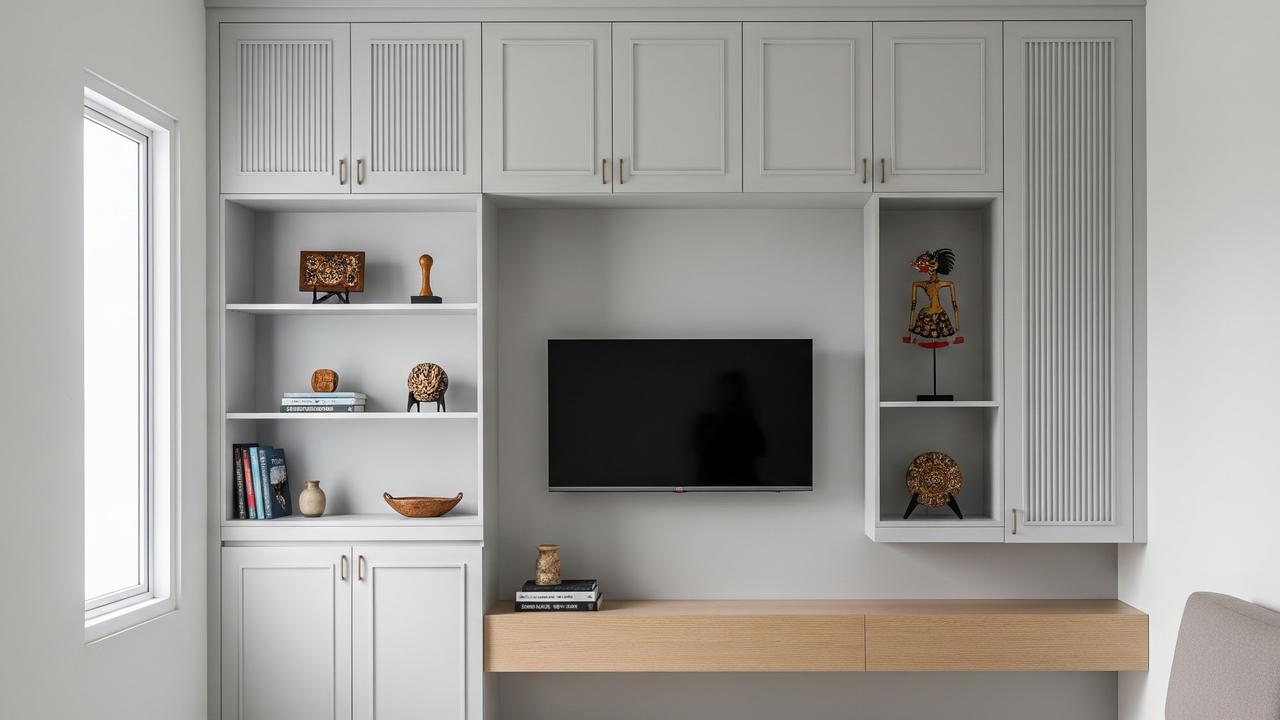 8 Model Built-in Cabinet untuk Ruang Tamu Sempit 2x3 Meter agar ...