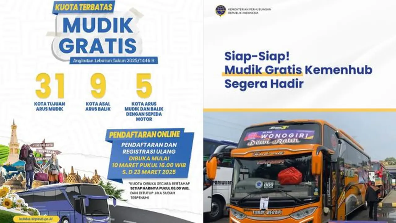 Pendaftaran Mudik Gratis Kemenhub 2025, Ketahui Jadwal dan Cara Mendaftarnya - Hot Liputan6.com
