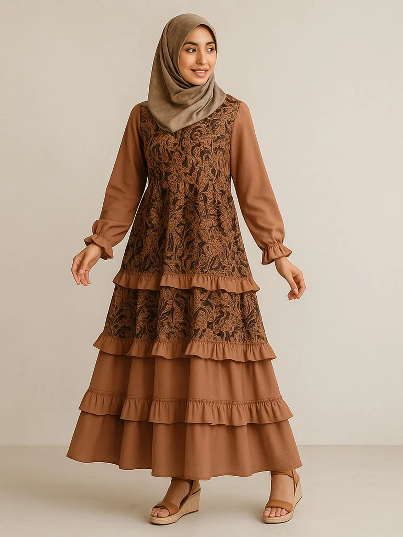12 Inspirasi Gamis Kombinasi Batik Terbaru 2025, Tampil Simpel tapi ...