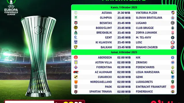 Jadwal Live Streaming UEFA Conference League 2023/2024 Matchweek 2 di Vidio - Ragam Bola.com
