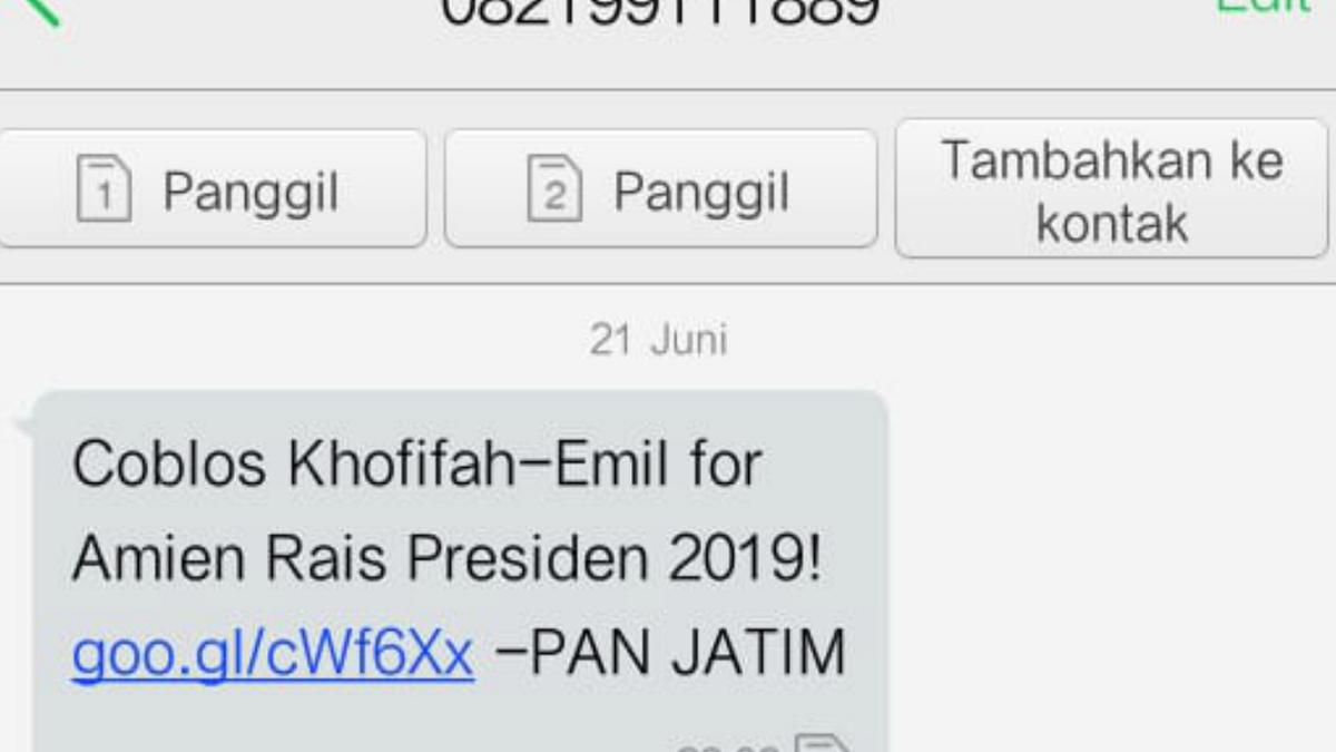 Bantahan PAN soal SMS Coblos Khofifah-Emil untuk Amien Rais Presiden ...