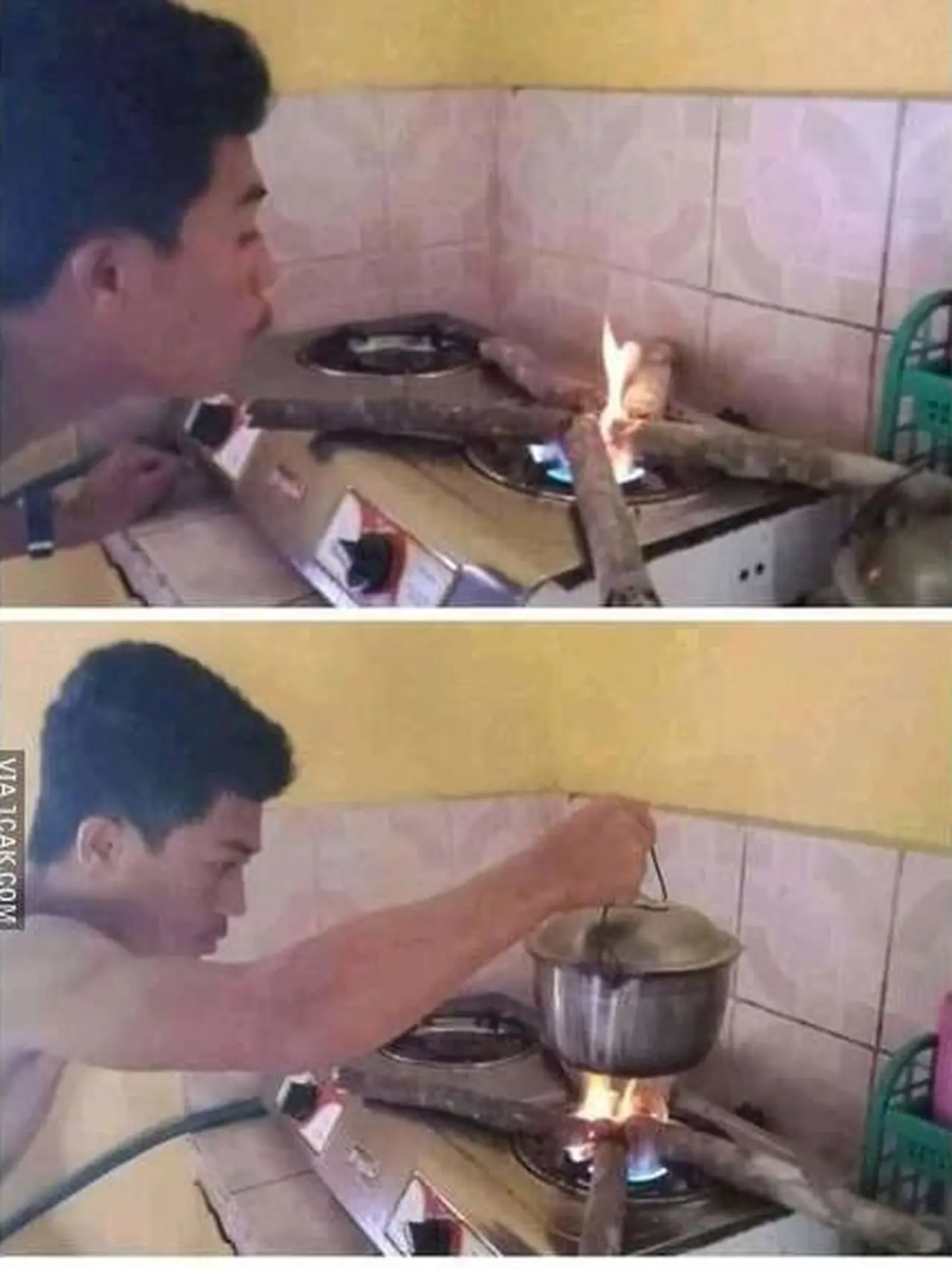 6 Potret Nyeleneh Orang Masak Pakai Kompor Gas Ini Bikin Tepuk Jidat - Hot Liputan6.com