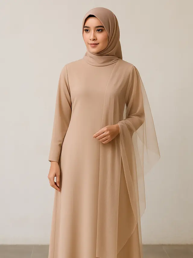 5 Model Gamis dengan Selendang Tile Simple, Elegan dan Mudah Dipadukan ...