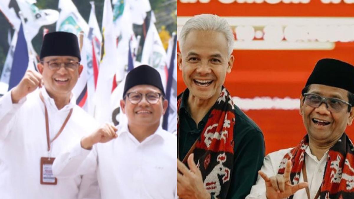 6 Adu Gaya Anies Baswedan-Cak Imin serta Ganjar Pranowo-Mahfud MD saat Daftar Bakal Calon ...