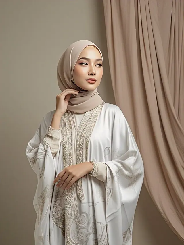 10 Warna Jilbab yang Cocok dengan Gamis Kaftan Putih untuk Idul Adha ...