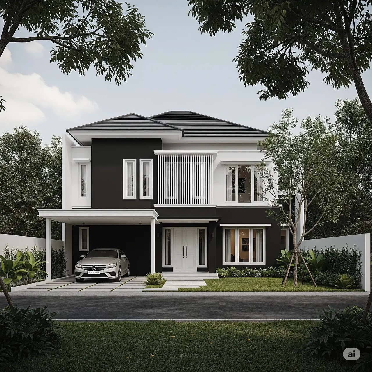 12 Inspirasi Cat Rumah Hitam Putih Sederhana, Elegan, Minimalis, dan ...