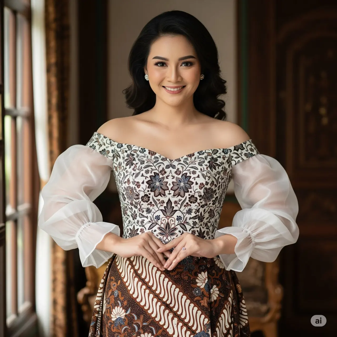 10 Batik Kombinasi Brokat Lengan Balon Elegan Terbaru 2025, Tampil ...