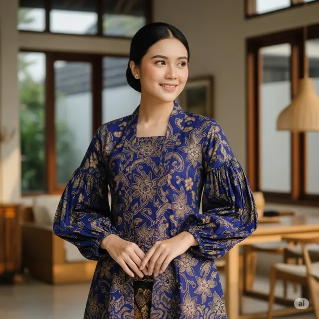10 Rekomendasi Tunik Batik Kombi Brokat Lengan Balon Motif Modern 2025 ...